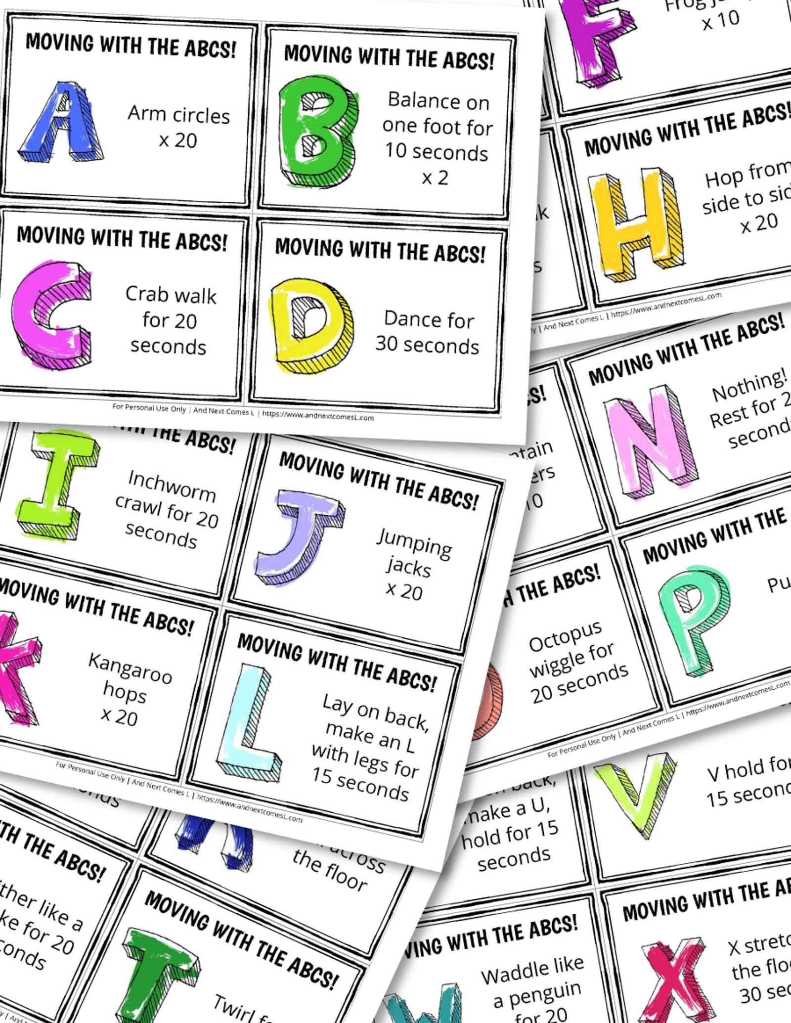BONUS: ABC Brain Break Cards from And Next Comes L – The Activity Room ...
